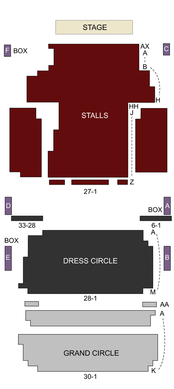 Aldwych Theatre London - seating chart and stage